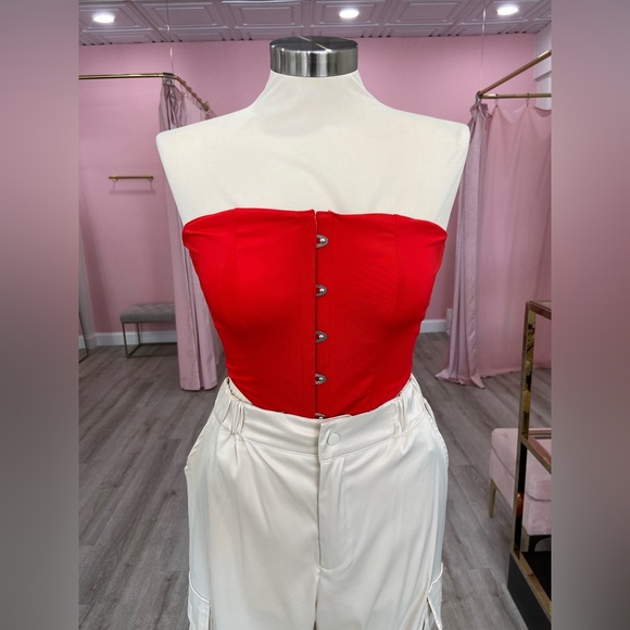 Tops | Red Crop Corset Brand New | Poshmark